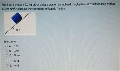 Solved The Figure Shows A 7 0 Kg Block Slides Down On An Chegg Com