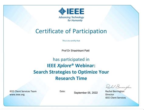 Prof Dr Shashikant Patil On Linkedin Ieee Xplore Certificate Of