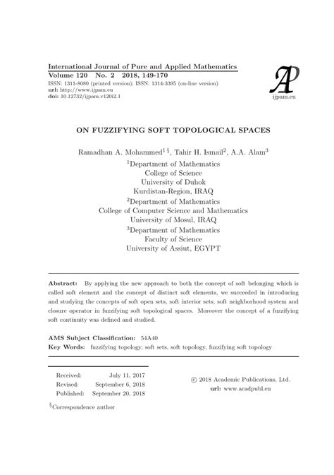 Pdf On Fuzzifying Soft Topological Spaces