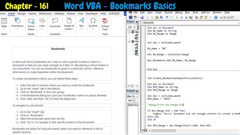 Word Vba Bookmarks Basics Youtube