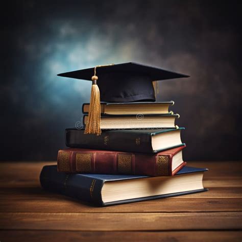 Educational Achievement Graduation Cap On A Stack Of Books Stock