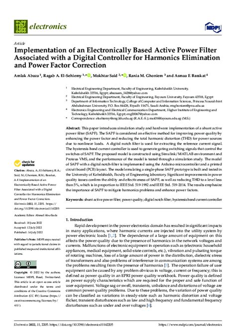 Pdf Implementation Of An Electronically Based Active Power Filter Associated With A Digital