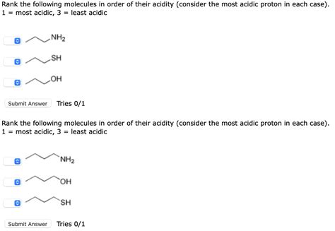 Solved Rank the following molecules in order of their | Chegg.com