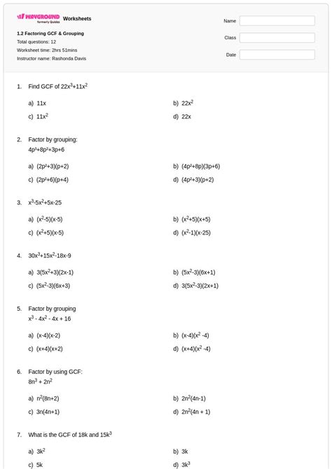 50 Factorisation By Grouping Worksheets On Wayground Free And Printable