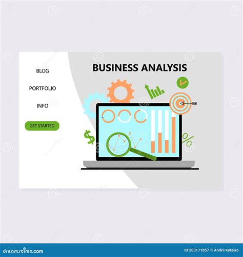 Business Analysis Landing Page Support Business With Metrics Stock Vector Illustration Of