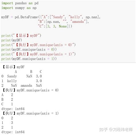 Dataframe中对各行或各列统计不同值的个数： Nunique函数 知乎