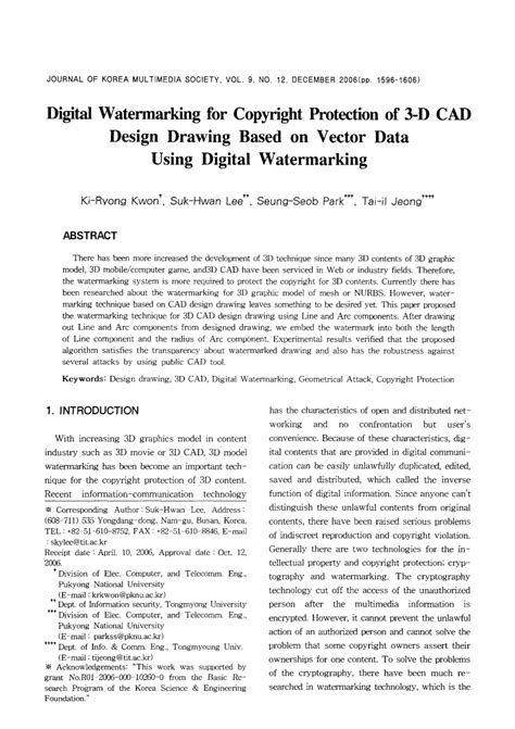 Pdf Digital Watermarking For Copyright Protection Of 3 D Cad Design
