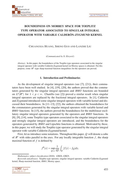 Pdf Boundedness On Morrey Space For Toeplitz Type Operator Associated To Singular Integral
