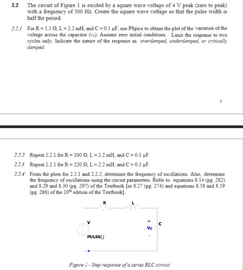 solved 2 2 ﻿the circuit of figure 1 ﻿is excited by a square