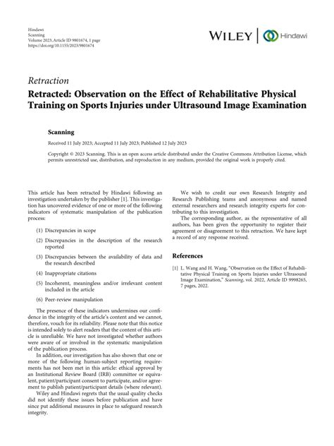 Pdf Retracted Observation On The Effect Of Rehabilitative Physical Training On Sports