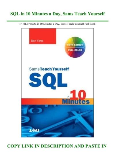 P D F FILE SQL In Minutes A Day Sams Teach Yourself Full Book