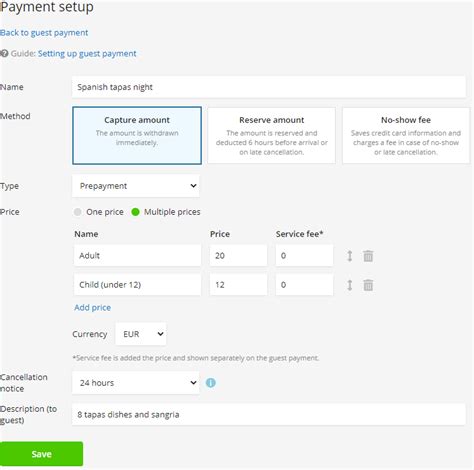 Setting Up Guest Payment Easytablebooking Support And Knowledge Base