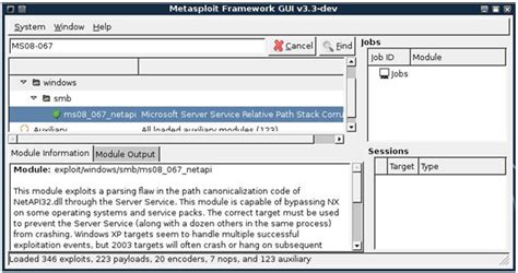 metasploit ms08 067 using the msfgui to grab a shell and transfer a file