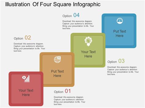 Illustration Of Four Square Infographic Powerpoint Templates
