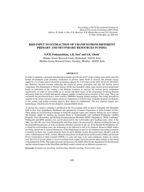 Pdf Extraction Of Uranium India Dokumentips
