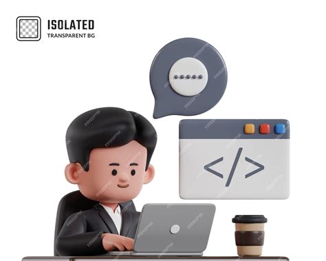 Premium Psd Programmer In Black Formal Wear Typing Programming