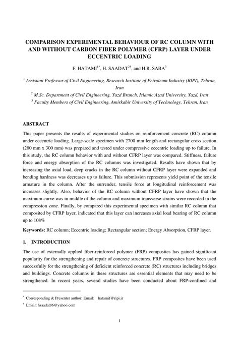 Pdf Comparison Experimental Behaviour Of Rc Column With And Without