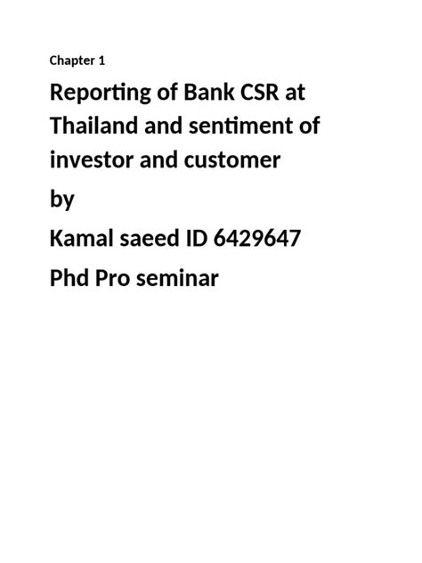 Bank Csr Sentiment Chapter 1 Pdf