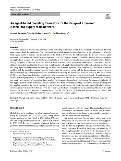 Pdf An Agent Based Modeling Framework For The Design Of A Dynamic