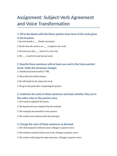 Subjectverbsassignment Pdf