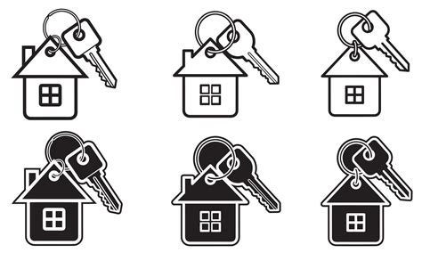 A Collection Of Six House Key Icons Representing New Home Access And