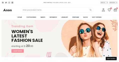 codewithsadee anon ecommerce website codesandbox