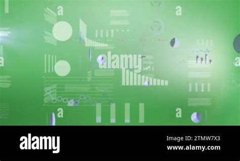Animation Of Statistical Data Processing Against Green Gradient Background Computer Interface