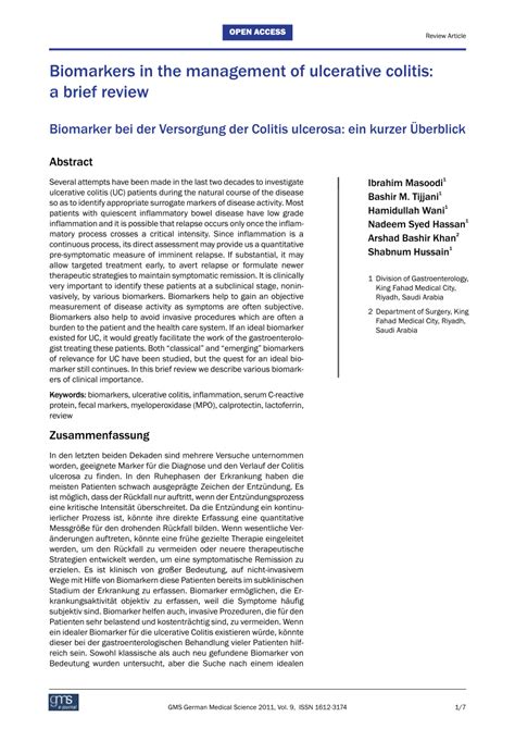 Pdf Biomarkers In Ulcerative Colitis