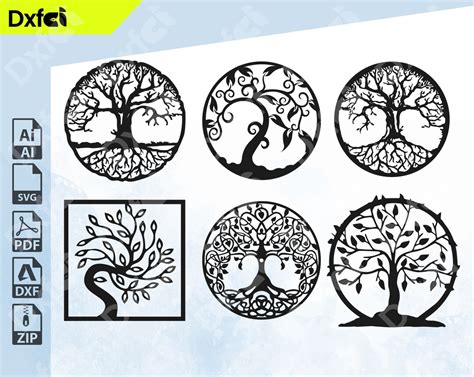 Tree Of Life DXF File Svg Png Pdf Eps Ai File Cnc Plasma Vinyl Cutter Cricut Cameo