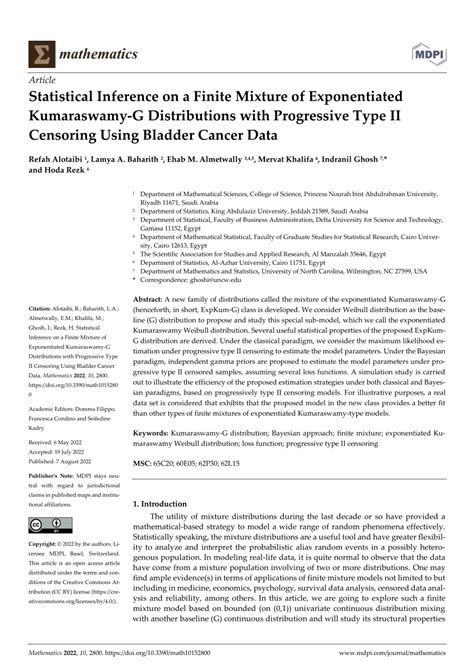 Pdf Statistical Inference On A Finite Mixture Of Exponentiated Kumaraswamy G Distributions