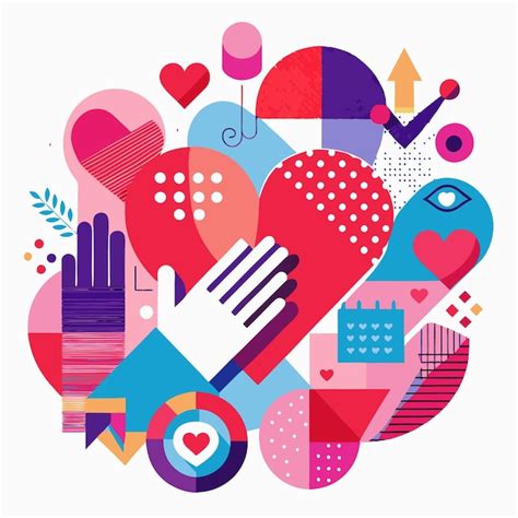 Abstract Heart Design With Geometric Shapes And Patterns Premium Ai Generated Vector