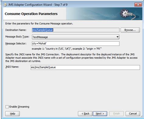 soa 11g message selector property in jms adapter oracle fusion