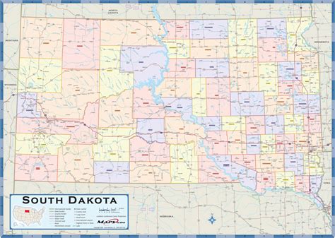 South Dakota Counties Wall Map By Mapsales