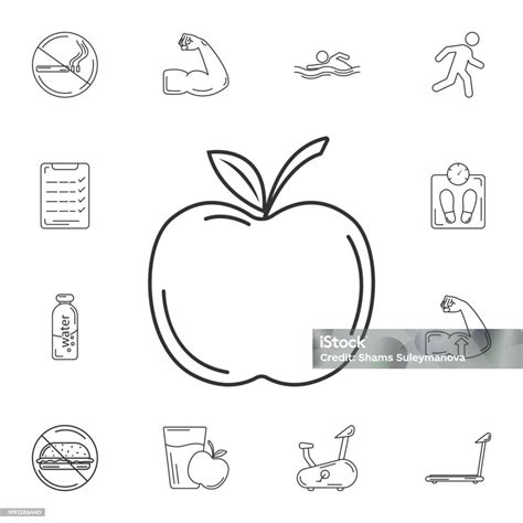 애플 아이콘입니다 간단한 요소 그림입니다 체육관 및 건강 컬렉션 집합에서 애플 기호 디자인 웹 및 모바일 사용할 수 있습니다 개체 그룹에 대한 스톡 벡터 아트 및 기타