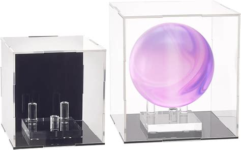 2Pcs 3 Peg Acrylic Display Stand With 2 Size Clear Acrylic Box Mineral Geode Fossil Display