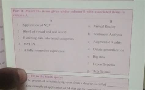 Part 1 Match The Items Given Under Column B StudyX