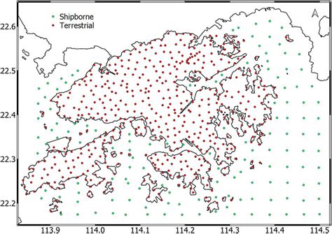 Distribution Of The Terrestrial And Shipborne Gravity Data Download Scientific Diagram