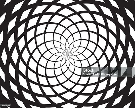 추상적인 흑인과 백인 기하학적 패턴입니다 눈에 띄는 착시 최면 효과 배경 질감 또는 현대적인 디자인 프로젝트에 적합합니다 0명에 대한 스톡 벡터 아트 및 기타 이미지