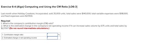 Solved Exercise 6 4 Algo Computing And Using The Cm Ratio