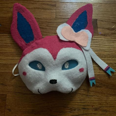 Low Medium Quality Pink And White Eevee Cosplay Mask Depop