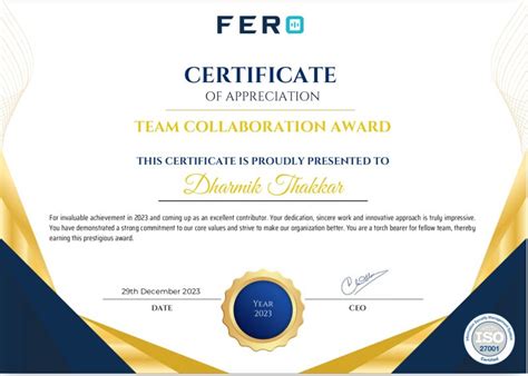 Thrilled To Receive Team Collaboration Award🏆 From Feroai Thank You