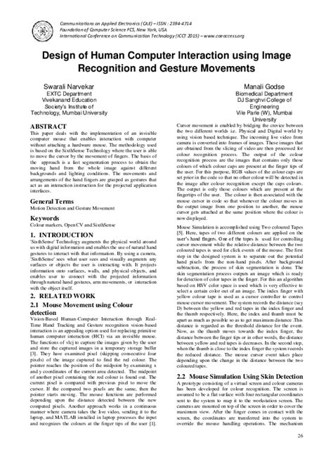 Pdf Design Of Human Computer Interaction Using Image Recognition And