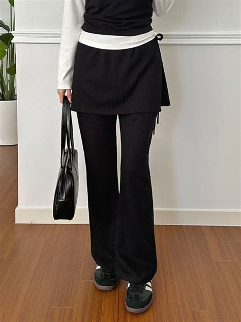 리리앤코 발레코어 포인트룩 25 38 로나텐브 스판 골지 밴딩 랩스타일 치마바지 봄가을신상데일리룩캐주얼룩데이트룩러블리룩캠퍼스룩빅사이즈38사이즈