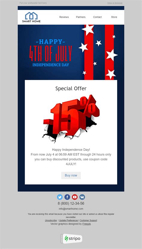 Independence Day Email Template Memorable Event For Furniture And Home