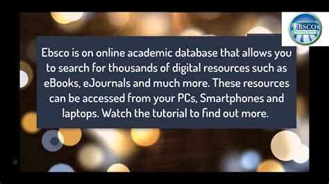 Using the Ebsco database - YouTube