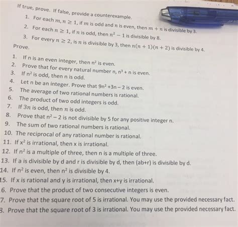 Solved If True Prove If False Provide A Counterexample