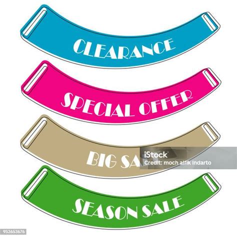 집합이 평면 선형 승진 리본 배너 스크롤 가격 태그 스티커 뱃지 포스터 절연 배경 가격에 대한 스톡 벡터 아트 및 기타 이미지