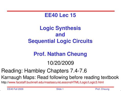 Ppt Ee40 Lec 15 Logic Synthesis And Sequential Logic Circuits Prof