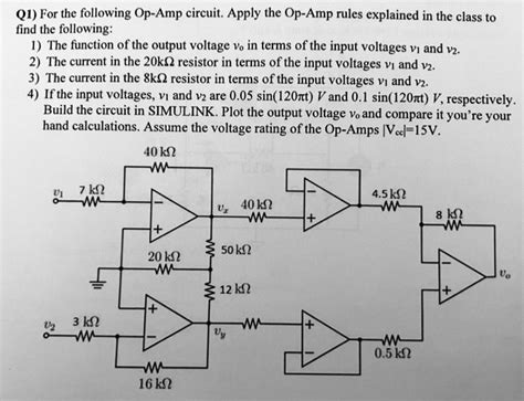 Q1 For The Following Op Amp Circuit Apply The