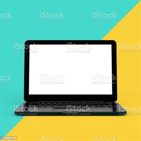 Notebook Komputer Laptop Modern Dengan Layar Kosong Untuk Desain Anda Rendering 3d Foto Stok